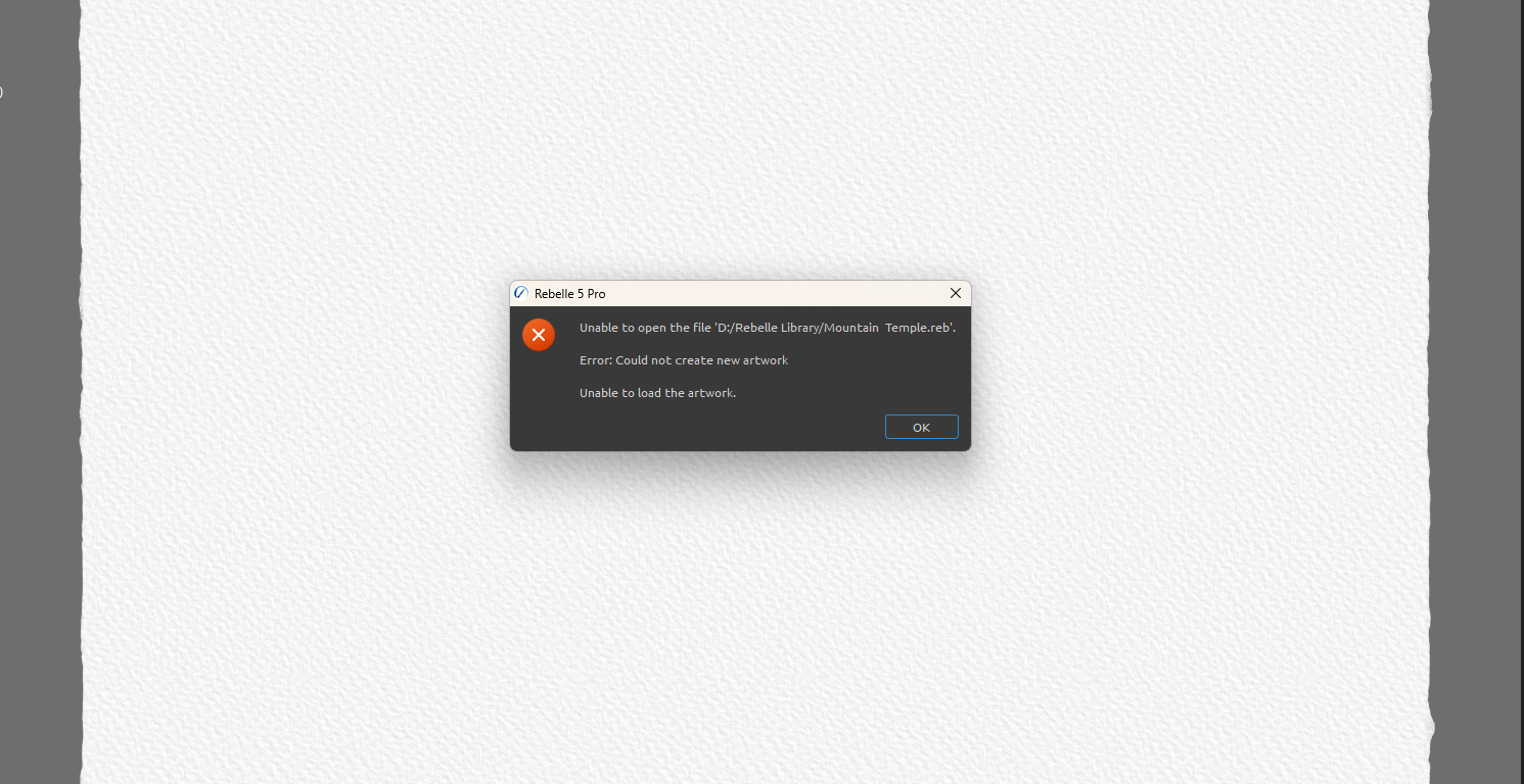 Unable to open file after power outage | Rebelle Support